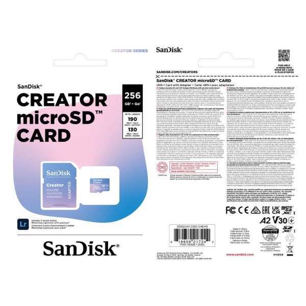 Thẻ nhớ MicroSD Sandisk Creator 256GB | Giá rẻ, bảo hành 5 năm