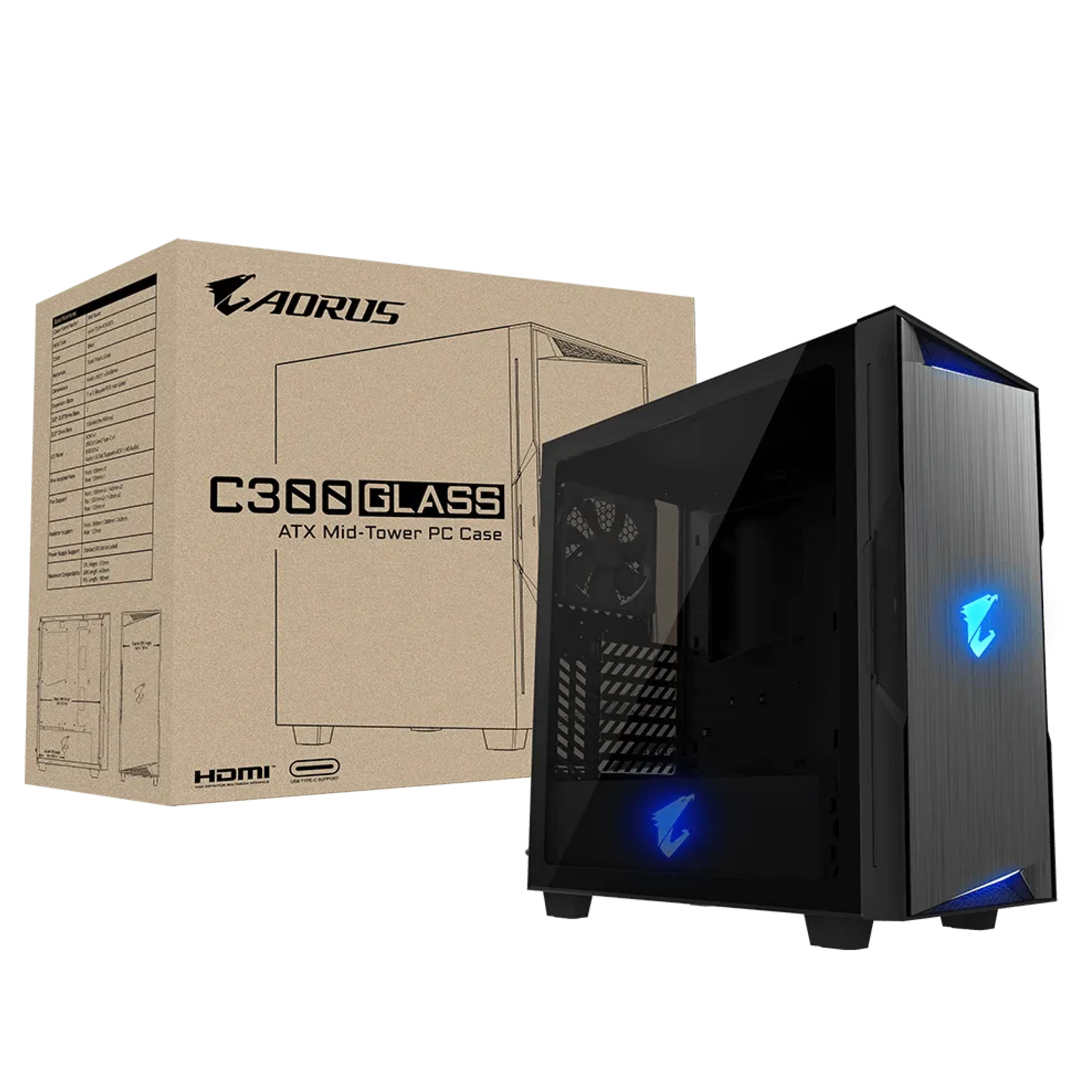 Case máy tính Gigabyte Aorus C300 Glass | Giá rẻ