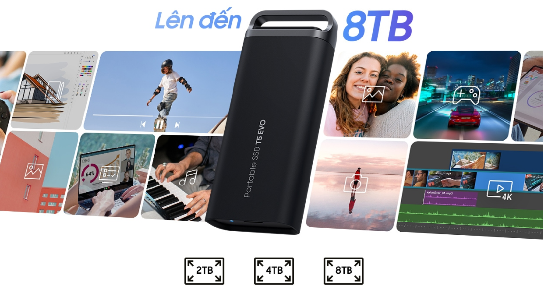 Ổ cứng di động Samsung T5 EVO 460 MB/s 8TB | Giá rẻ