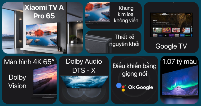 Tivi Xiaomi A Pro 65 inch | Giao nhanh, giá tốt 09/2025