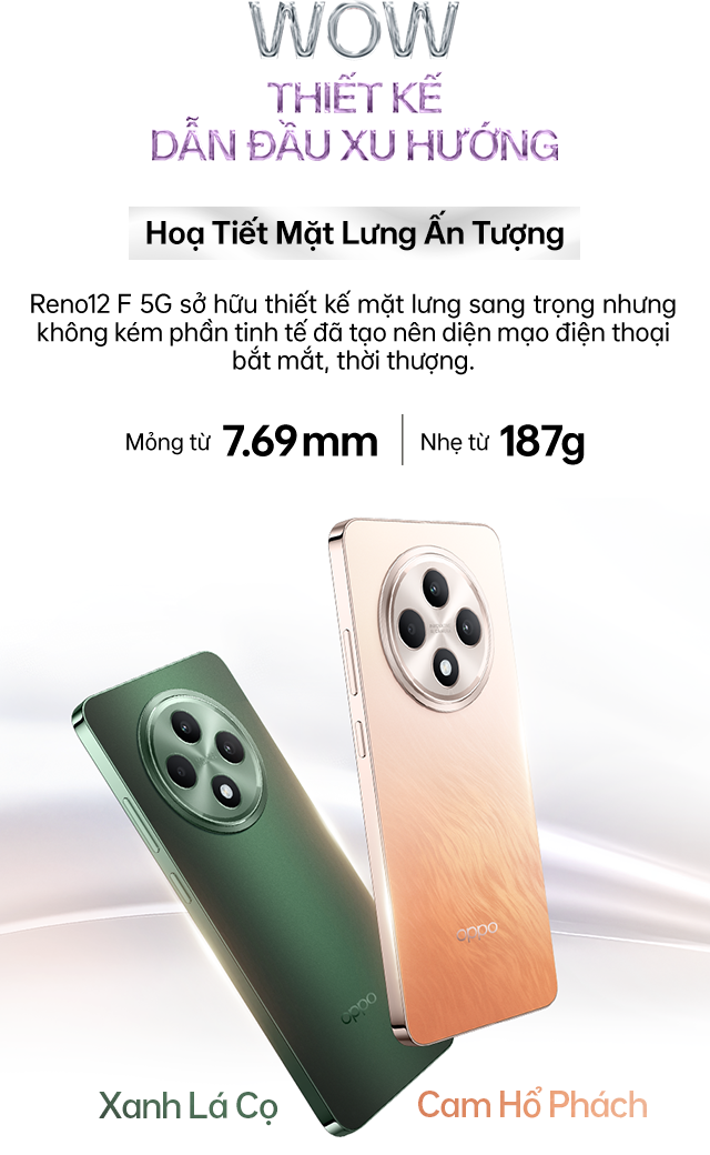 OPPO Reno12 5G | AI mới, tràn viền bo cong đẹp mắt